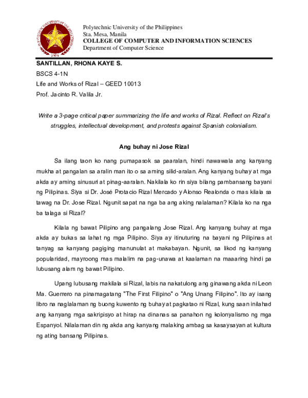 (PDF) Ang Buhay ni Jose Rizal (PDF) Ang Buhay ni Jose Rizal