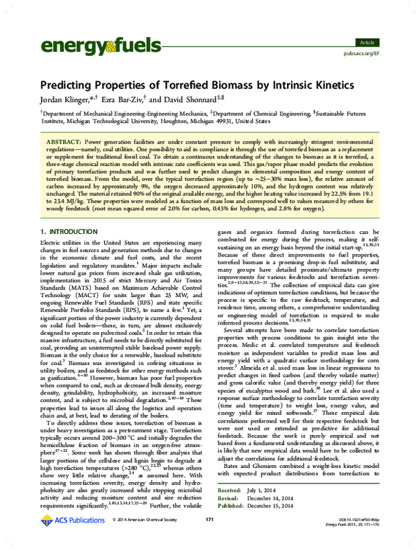 (PDF) Predicting Properties of Torrefied Biomass by Intrinsic Kinetics