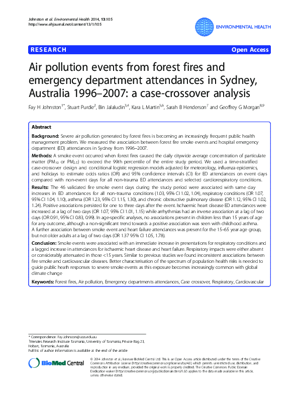 (PDF) Air pollution events from forest fires and emergency department ...