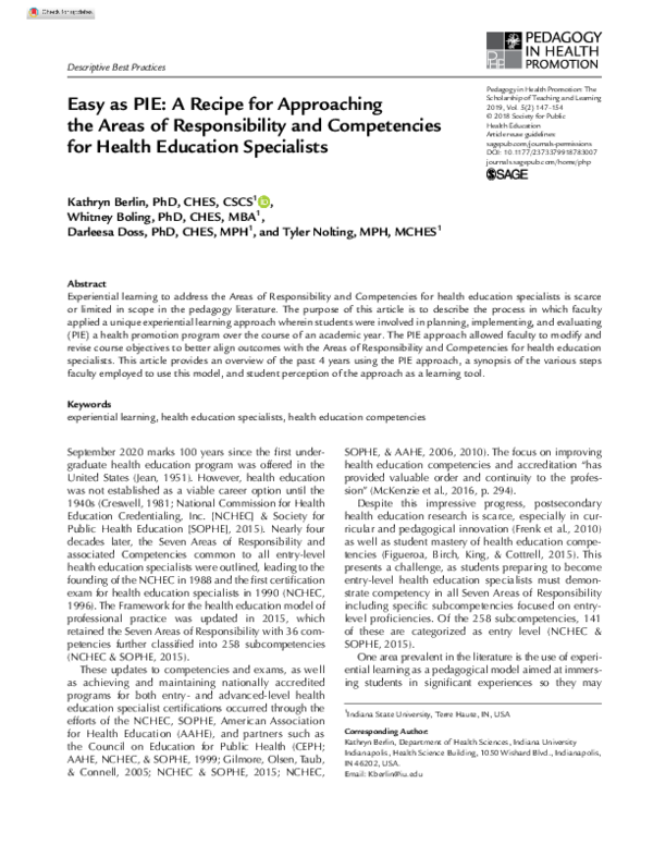 (PDF) Easy as PIE: A Recipe for Approaching the Areas of Responsibility ...