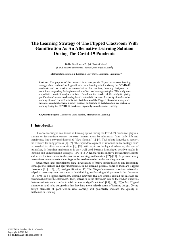 (PDF) The Learning Strategy of The Flipped Classroom With Gamification ...