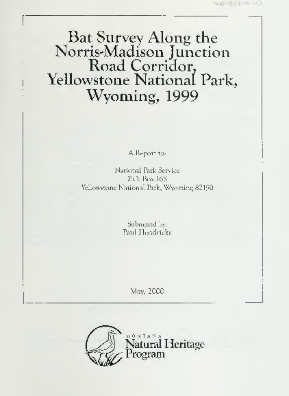 (PDF) Bat survey along the Norris-Madison Junction Road corridor ...