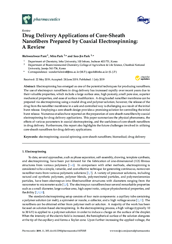 (PDF) Drug Delivery Applications of Core-Sheath Nanofibers Prepared by Coaxial Electrospinning ...