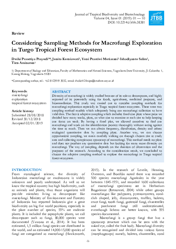 (PDF) Considering Sampling Methods for Macrofungi Exploration in Turgo ...