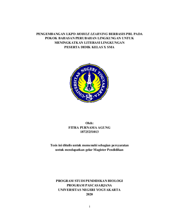 (PDF) Pengembangan LKPD Mobile Learning Berbasis PBL pada Pokok Bahasan Perubahan Lingkungan ...
