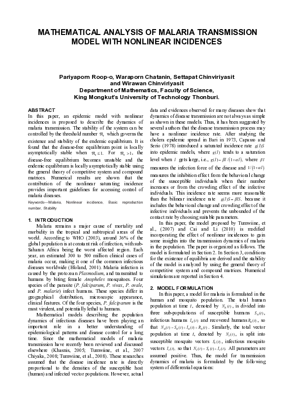 (PDF) Mathematical Analysis of Malaria Transmission Model with ...