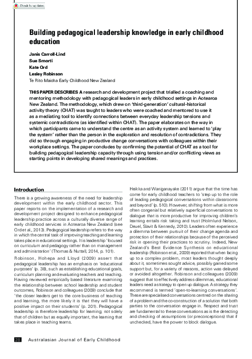 (PDF) Building Pedagogical Leadership Knowledge in Early Childhood ...