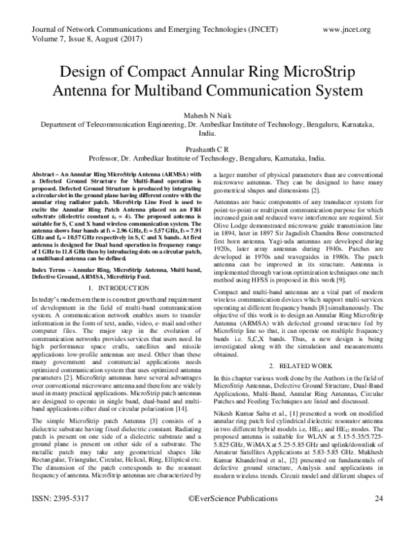 (PDF) Design of Compact Annular Ring MicroStrip Antenna for Multiband Communication System