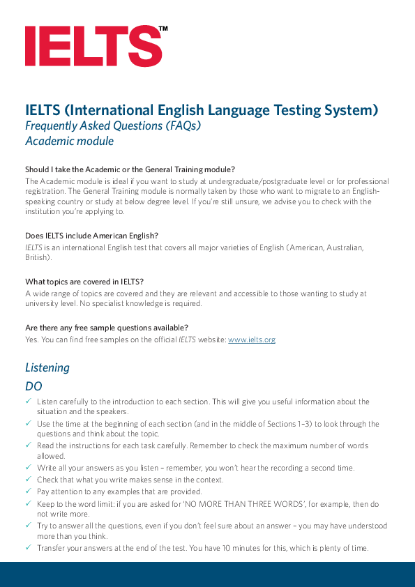 (PDF) IELTS (International English Language Testing System