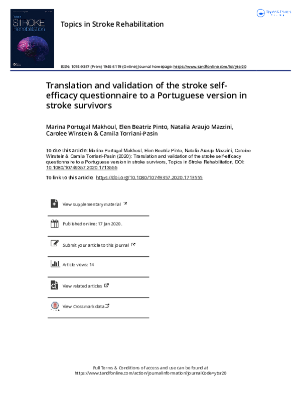 (PDF) Translation and validation of the stroke self-efficacy ...