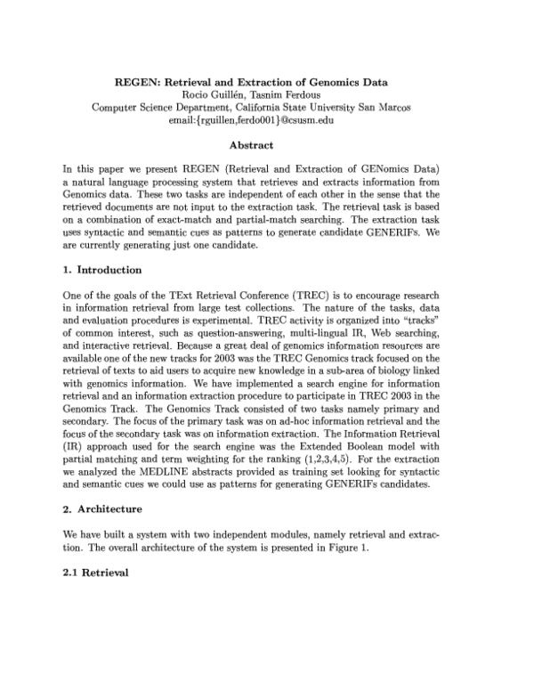 (PDF) REGEN: Retrieval and Extraction of Genomics Data