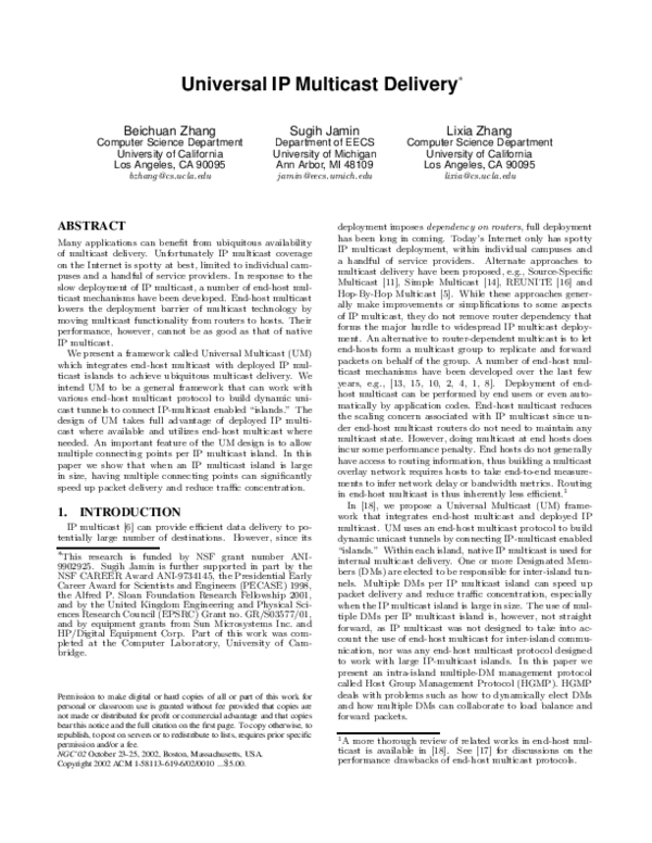(PDF) Universal IP multicast delivery