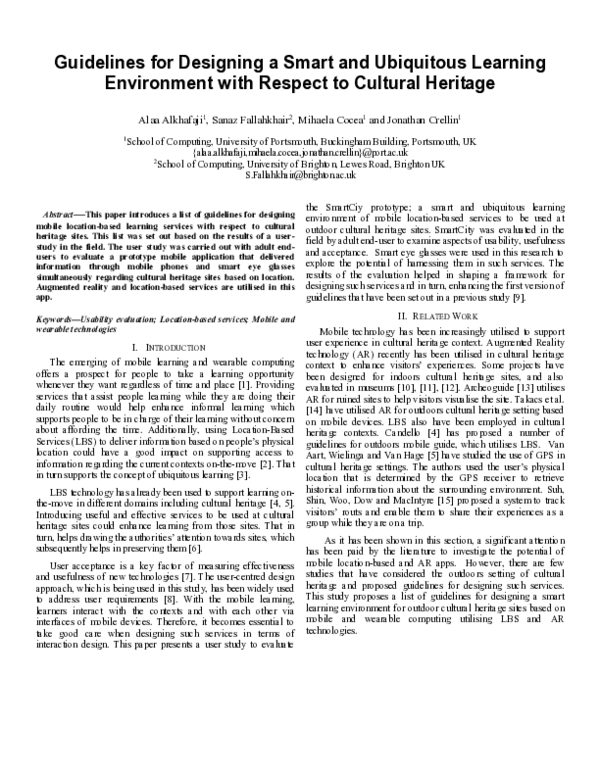 (PDF) Guidelines for designing a smart and ubiquitous learning environment with respect to ...