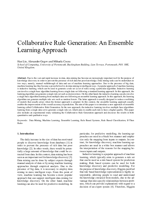 (PDF) Collaborative rule generation: An ensemble learning approach