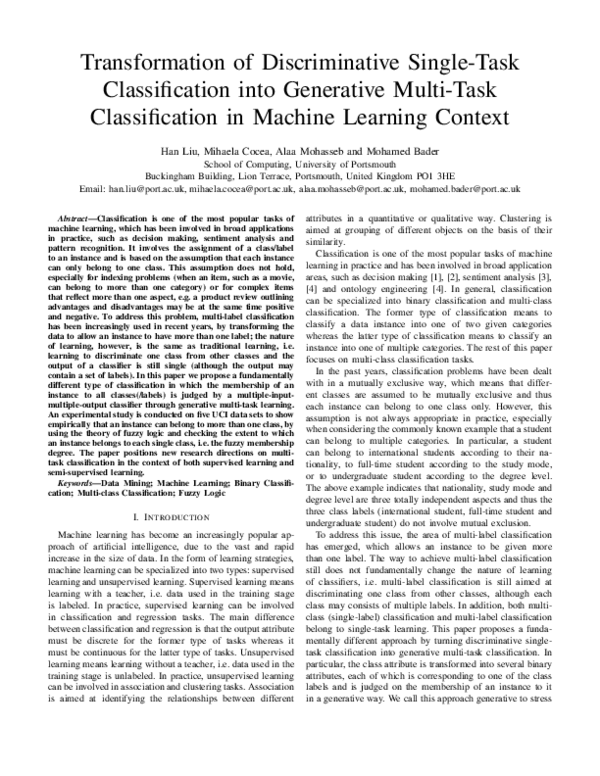(PDF) Transformation of discriminative single-task classification into generative multi-task ...