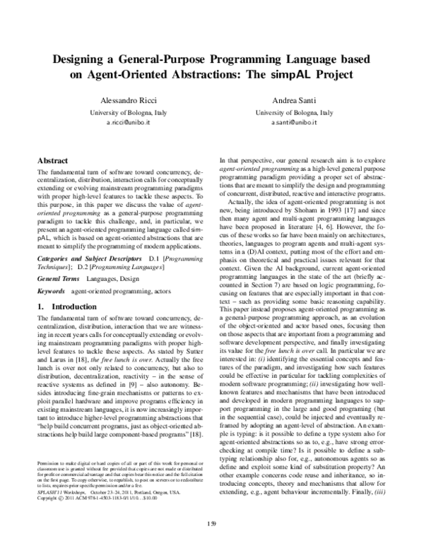 (PDF) Designing a general-purpose programming language based on agent ...