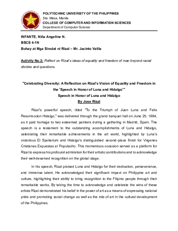 (PDF) "Celebrating Diversity: A Reflection on Rizal's Vision of ...