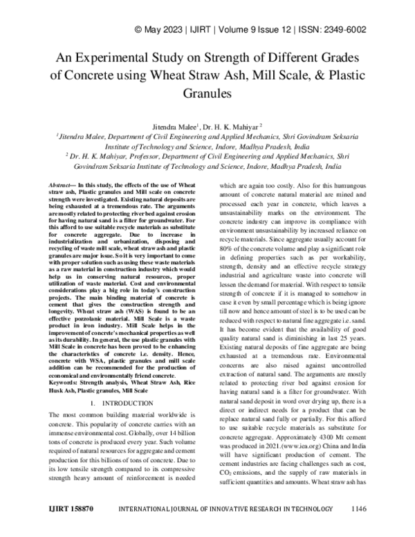 (PDF) An Experimental Study on Strength of Different Grades of Concrete ...