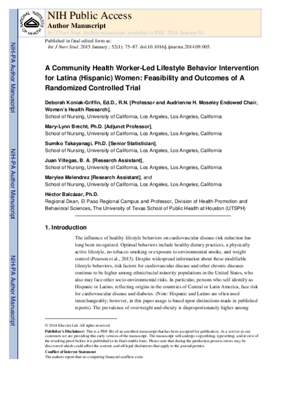 (PDF) A community health worker-led lifestyle behavior intervention for ...