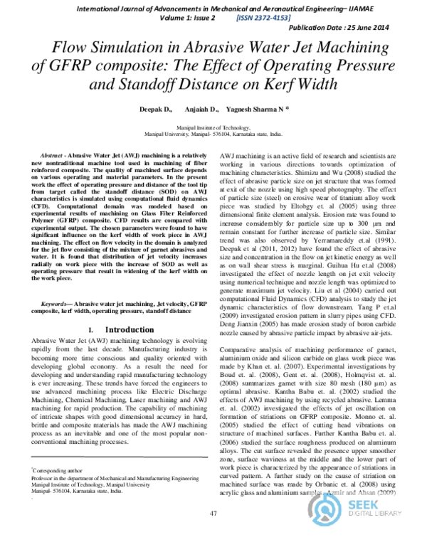 (PDF) Flow Simulation in Abrasive Water Jet Machining of GFRP composite: The Effect of Operating ...