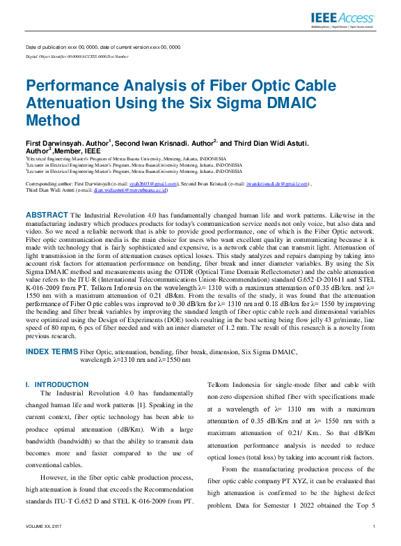 (PDF) Performance Analysis of Fiber Optic Cable Attenuation Using the ...