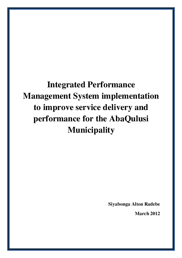 (PDF) Integrated performance management system implementation to improve service delivery and ...