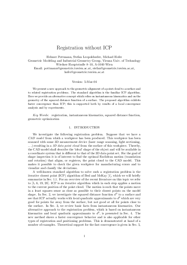 (PDF) Registration without ICP | Helmut Pottmann - Academia.edu