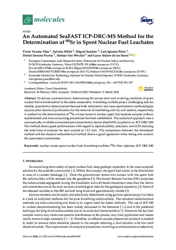 (PDF) An Automated SeaFAST ICP-DRC-MS Method for the Determination of ...