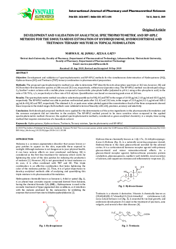 Pdf Development And Validation Of Analytical Spectrophotometric And Rp Hplc Methods For The