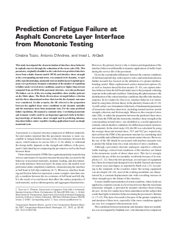 (PDF) Prediction of Fatigue Failure at Asphalt Concrete Layer Interface ...