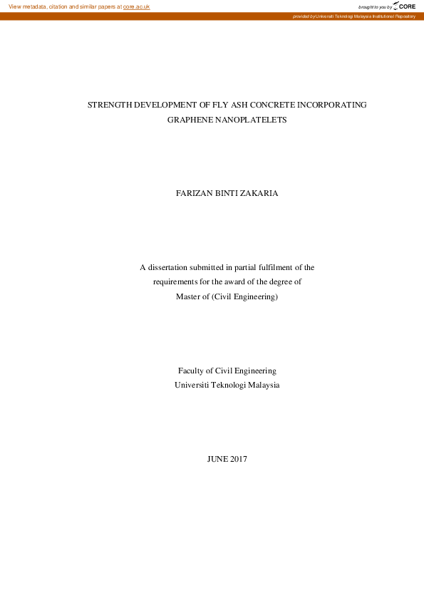 (PDF) Strength development of fly ash concrete incorporating graphene ...