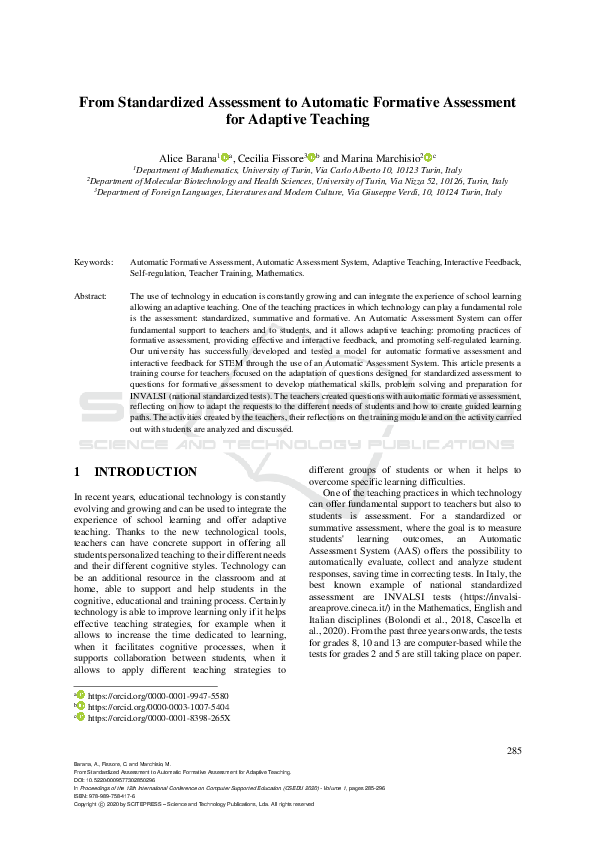 (PDF) From Standardized Assessment to Automatic Formative Assessment ...