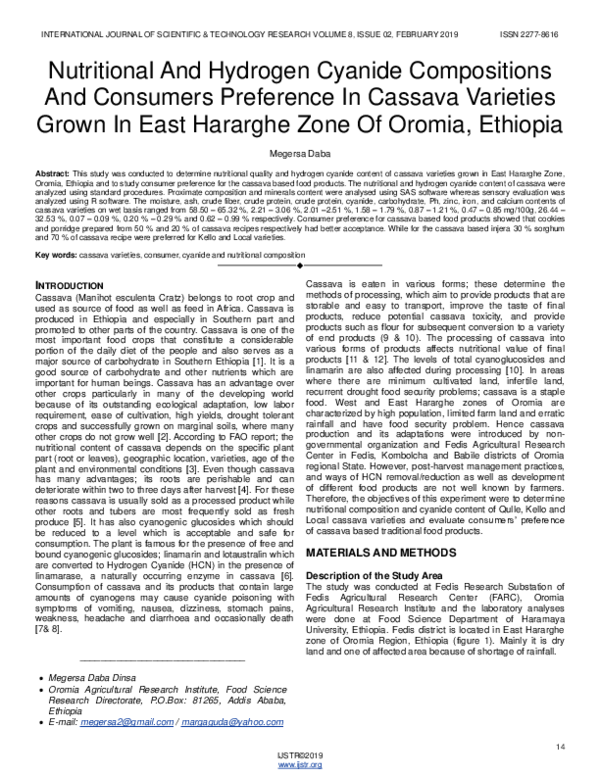 (PDF) Nutritional And Hydrogen Cyanide Compositions And Consumers Preference In Cassava ...