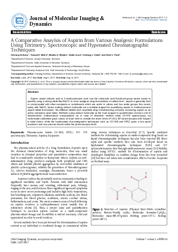 (PDF) A Comparative Anaylsis of Aspirin from Various Analgesic ...