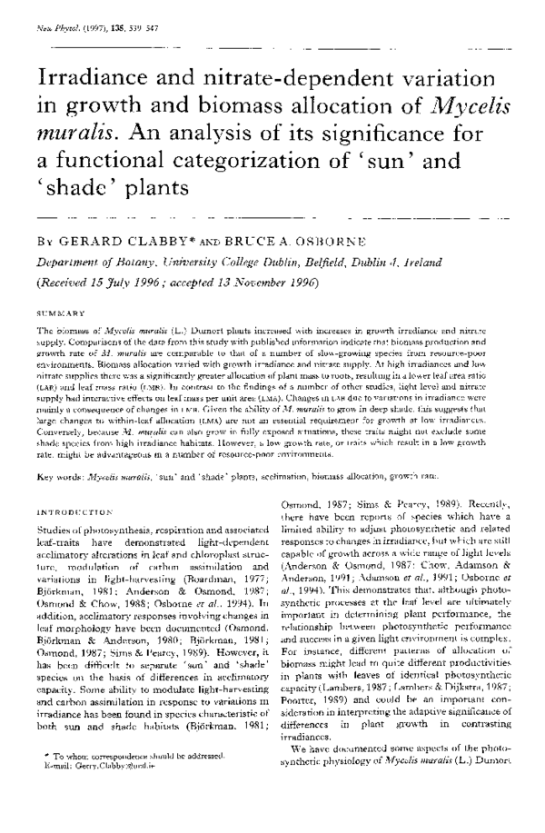 (PDF) Irradiance and nitrate-dependent variation in growth and biomass ...