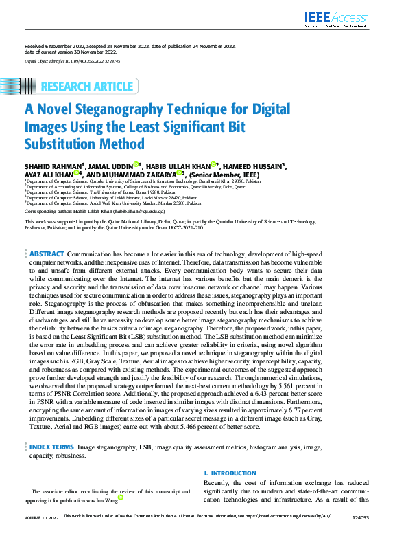 (PDF) A Novel Steganography Technique for Digital Images Using the Least Significant Bit ...