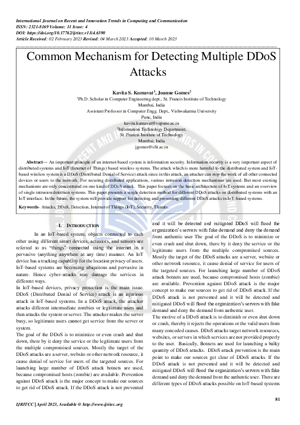 (PDF) Common Mechanism for Detecting Multiple DDoS Attacks (PDF) Common Mechanism for Detecting Multiple DDoS Attacks
