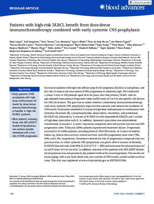 (PDF) Patients with high-risk DLBCL benefit from dose-dense ...