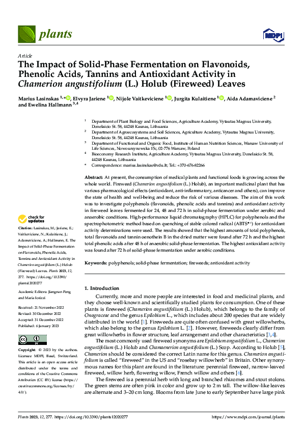 (PDF) The Impact of Solid-Phase Fermentation on Flavonoids, Phenolic Acids, Tannins and ...