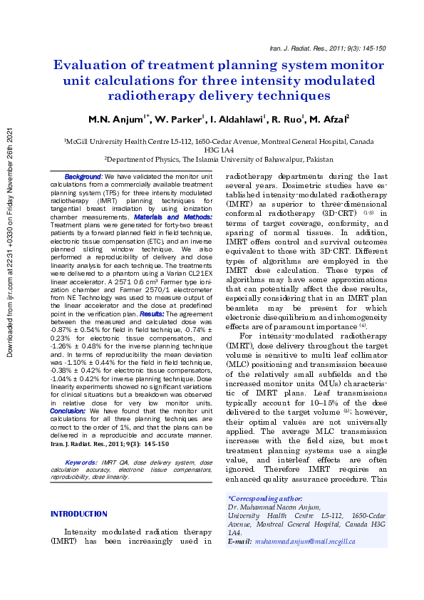 Evaluation of treatment planning system monitor unit calculations for ...