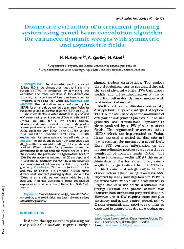 (PDF) Dosimetric evaluation of a treatment planning system using pencil ...