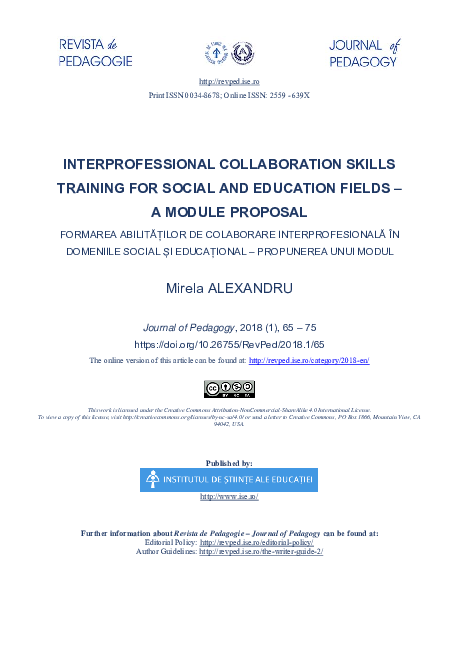 (PDF) Interprofessional Collaboration Skills Training for Social and ...