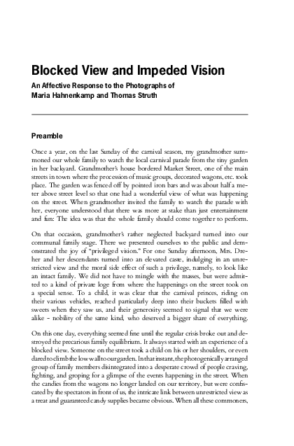 (PDF) Blocked View and Impeded Vision