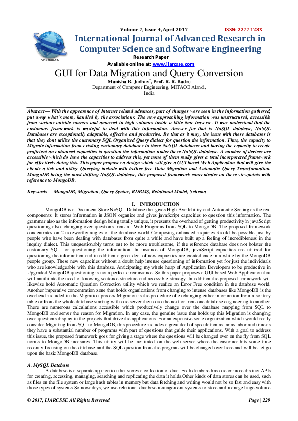 (PDF) GUI for Data Migration and Query Conversion