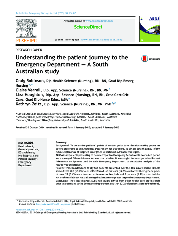 (PDF) Understanding the patient journey to the Emergency Department - A ...