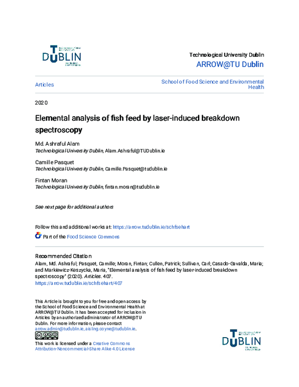 (PDF) Elemental analysis of fish feed by laser-induced breakdown spectroscopy