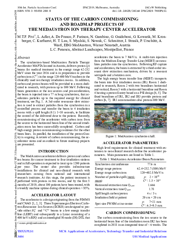 (PDF) Status of the Carbon Commissioning and Roadmap Projects of the ...