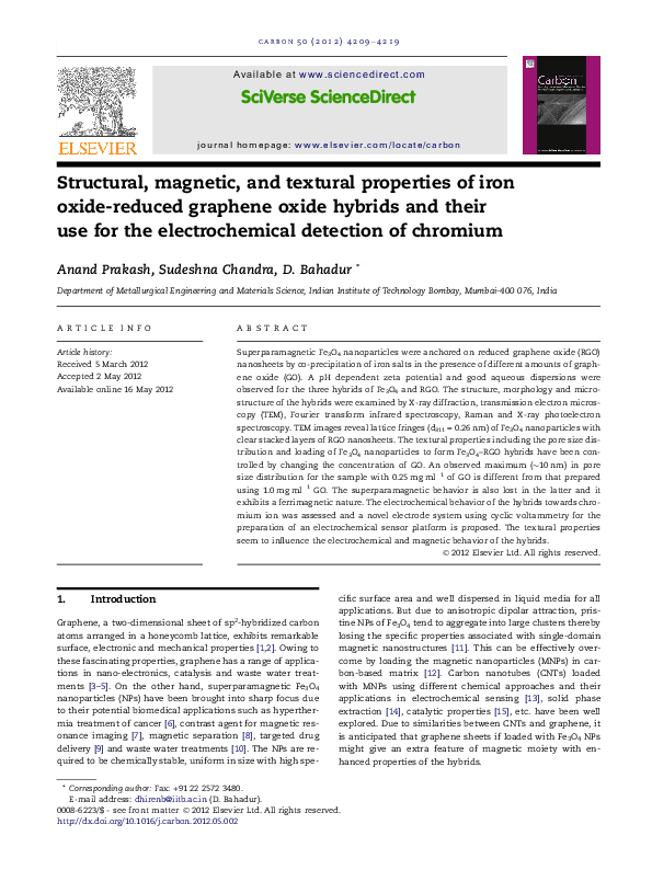 (PDF) Structural, magnetic, and textural properties of iron oxide-reduced graphene oxide hybrids ...