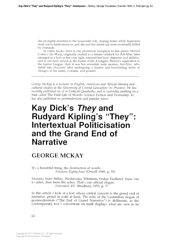 (PDF) Kay Dick's They and Rudyard Kipling's 'They': intertextual ...
