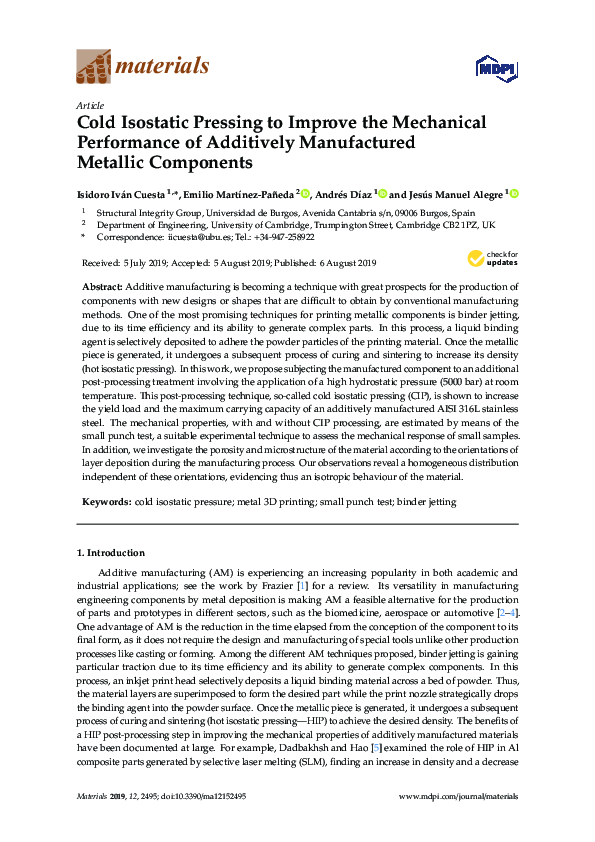 (PDF) Cold Isostatic Pressing to Improve the Mechanical Performance of ...